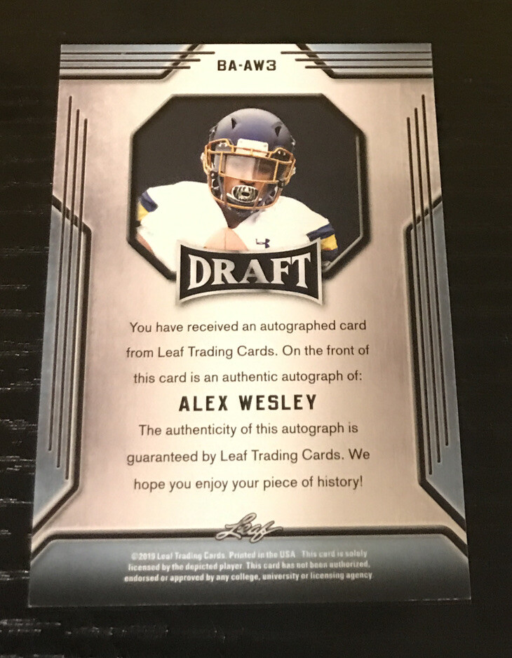 2019 Leaf Draft Alex Wesley Rookie Auto | eBay