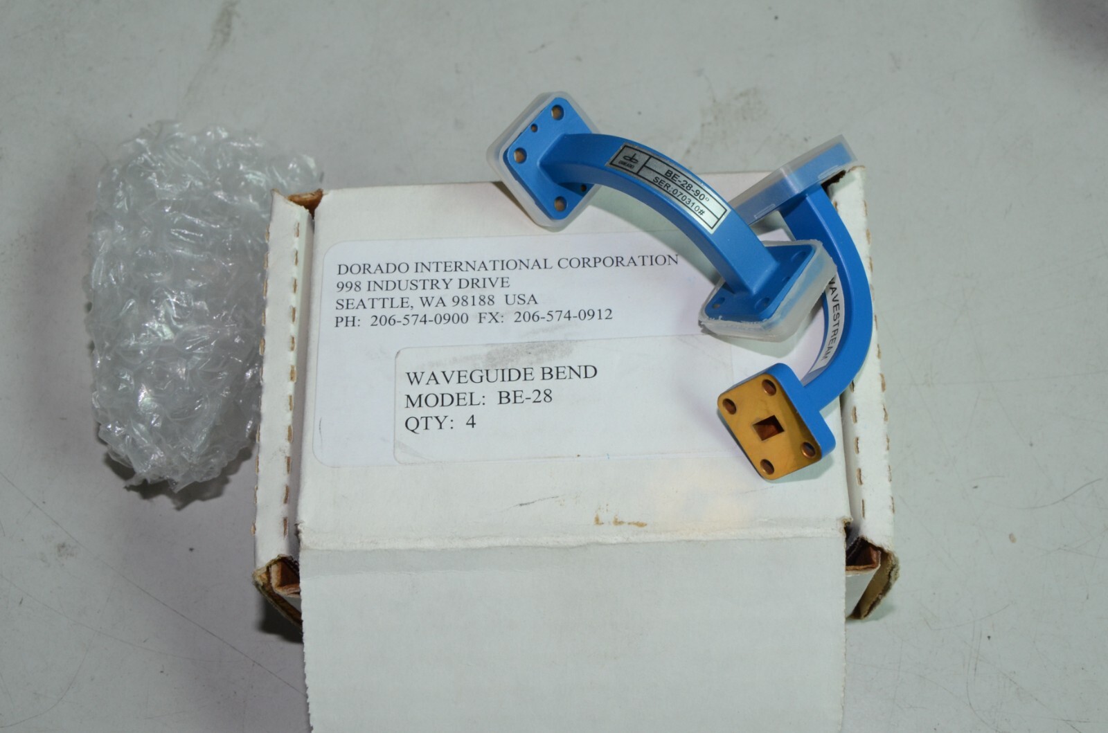 Dorado WR28 40 Ghz 90 Degree Waveguide Adapter BE-28-90 NEW Open Box WR-28 | eBay