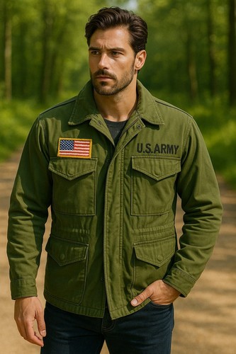 MENS JOHN RAMBO M65 FIRST BLOOD JACKET US ARMY FIELD COMBAT GREEN ...
