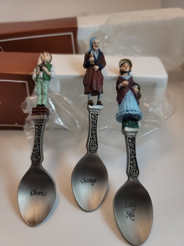 Three Vintage Franklin Mint Painted Pewter "The Charles Dickens” Spoons ...