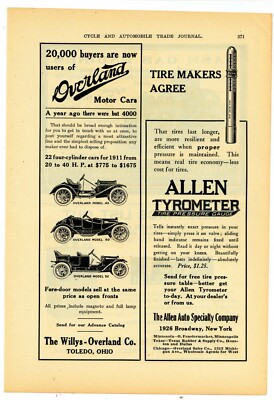 1911 Willys Overland Automobile Ad: Models 45, 50, 52 Pictured - Toledo ...