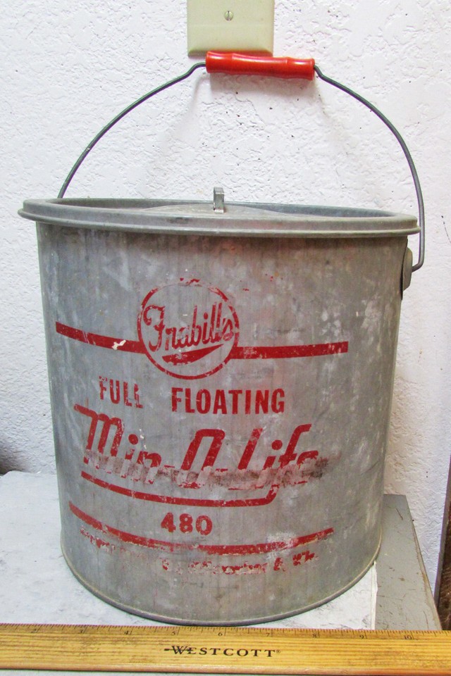 Vintage Frabill Min-O-Life floating Galvanized Metal Minnow Bait bucket ...