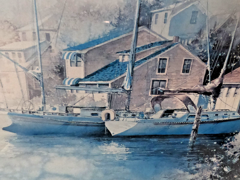 Rick Burger "Harbor Bay " Print, Signed and Numbered 17/550, framed at ...