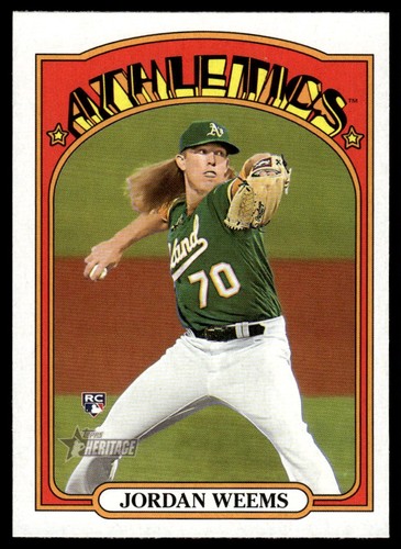 Jordan Weems RC 2021 Topps Heritage #531 Oakland Athletics 30124 ...