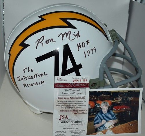 RON MIX SIGNED CUSTOM FACE MASK FULL SIZE HELMET SAN DIEGO CHARGERS HOF ...