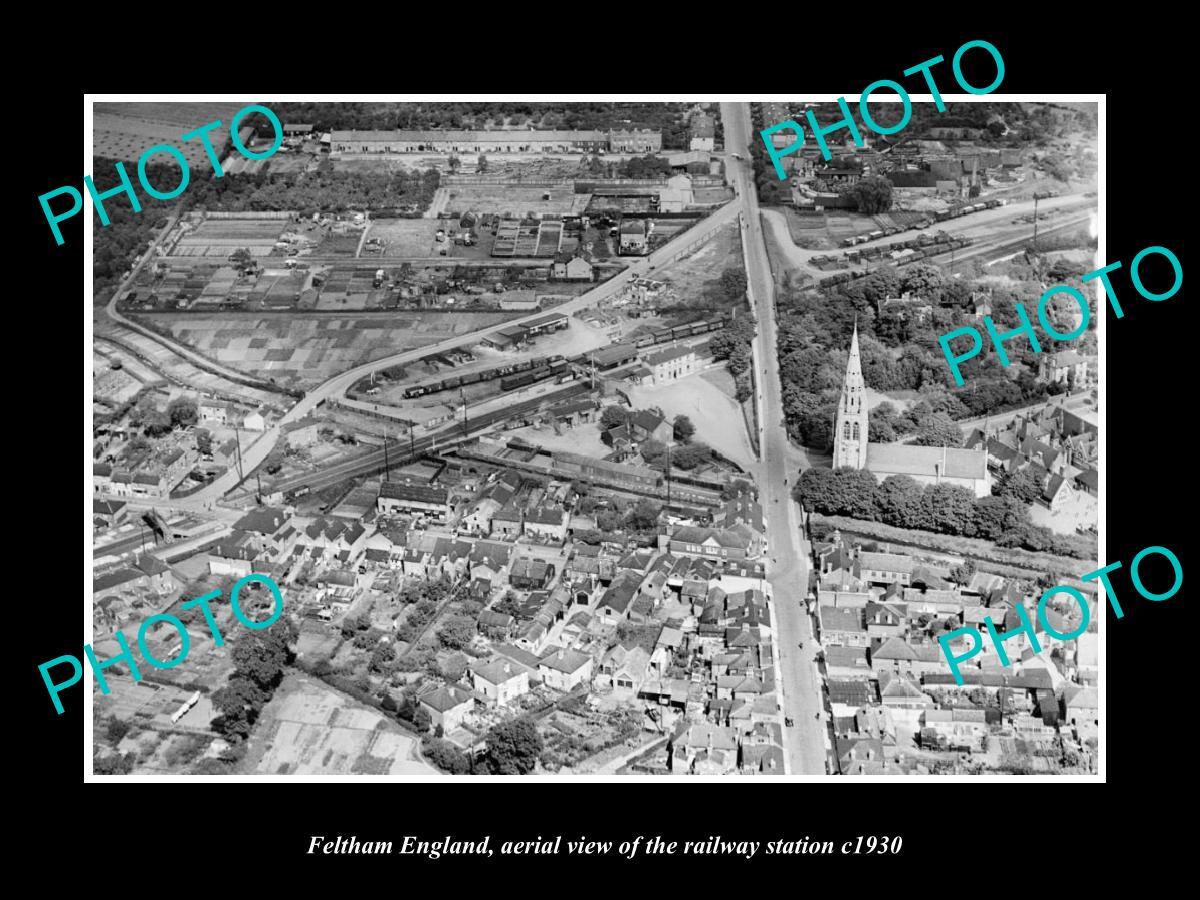 OLD LARGE HISTORIC PHOTO OF FELTHAM ENGLAND VIEW OF RAILWAY STATION ...