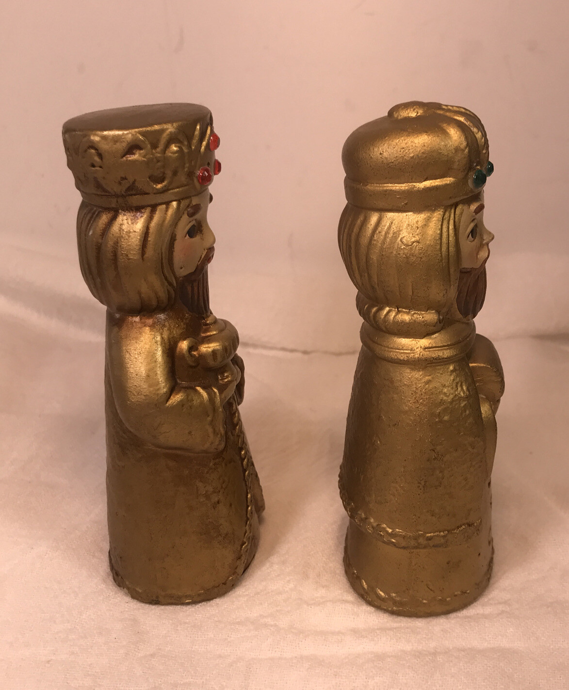 Vintage Wise Men Magi Kings Gold Paper Mache Figurines 5" Tall Made In ...
