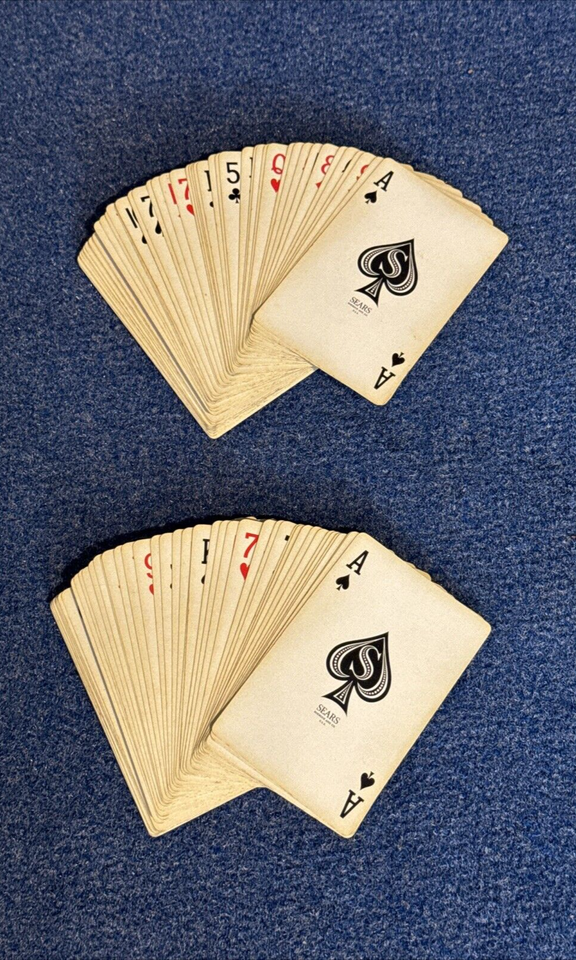 Vintage Double Deck Sears Roebuck Playing Cards-Both Decks 52 x 2 ...
