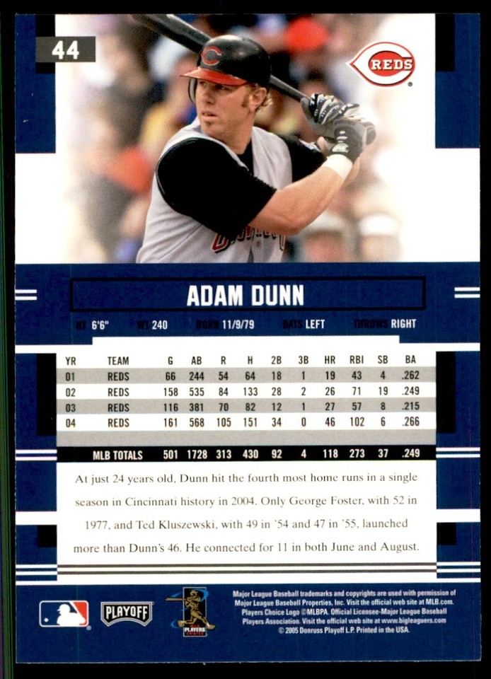 2005 Playoff Prestige Adam Dunn Baseball Cards #44 | eBay