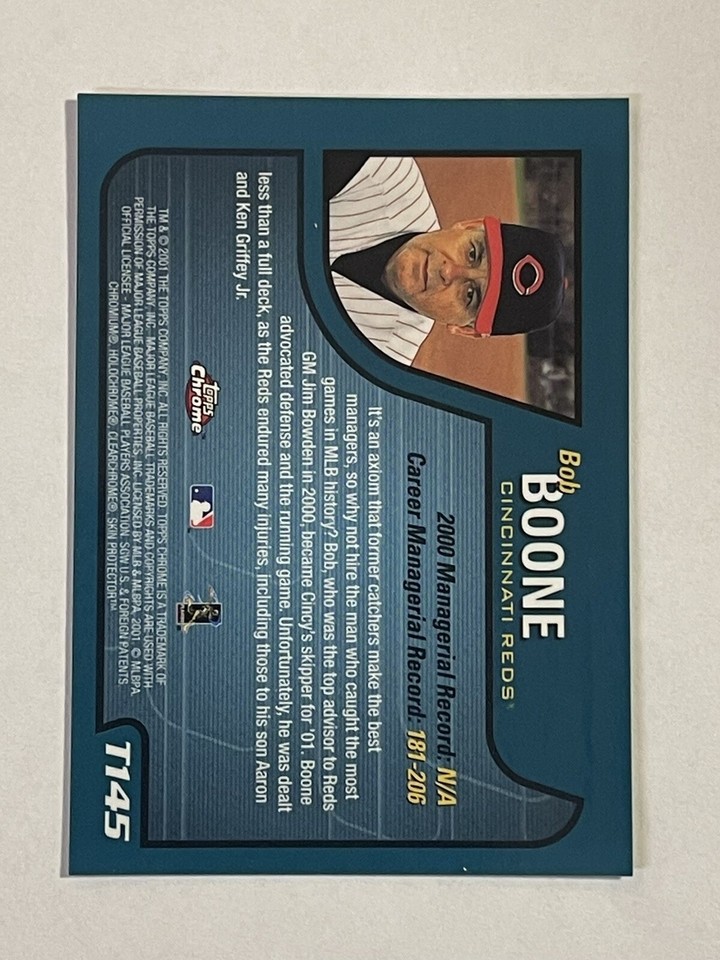 2001 Topps Chrome Traded #T145 Bob Boone Cincinnati Reds | eBay