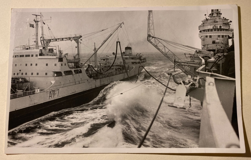HMS Bulwark (R08) VINTAGE PHOTOGRAPH - REFUELING AVGAS IN BAD WEATHER ...