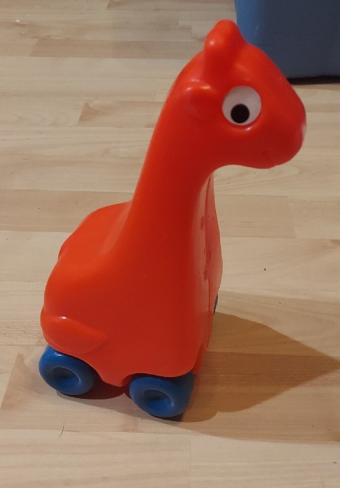 VTG Little Tikes Zoo Animal Pull Along Giraffe Train Line Orange ...