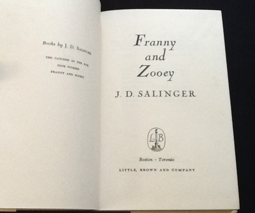 Vintage 1961 Book FRANNY AND ZOOEY by J.D. Salinger 1st Edition/3rd ...