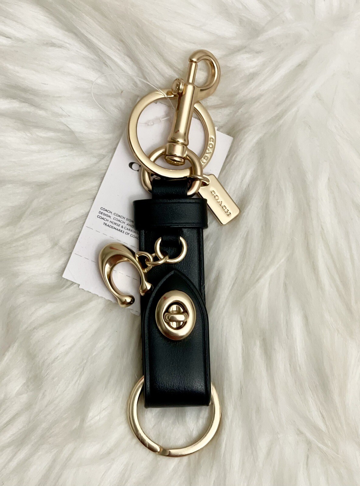 Coach Leather Trigger Snap Bag Charm Black Valet Key Ring Fob | eBay