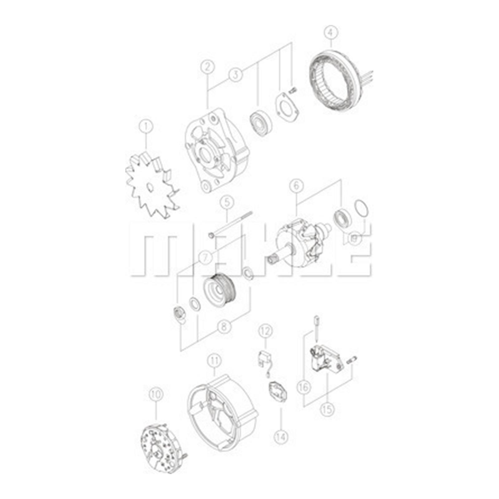 Genuine MAHLE Alternator MG 482 Replaces John Deere Re533516 for sale ...