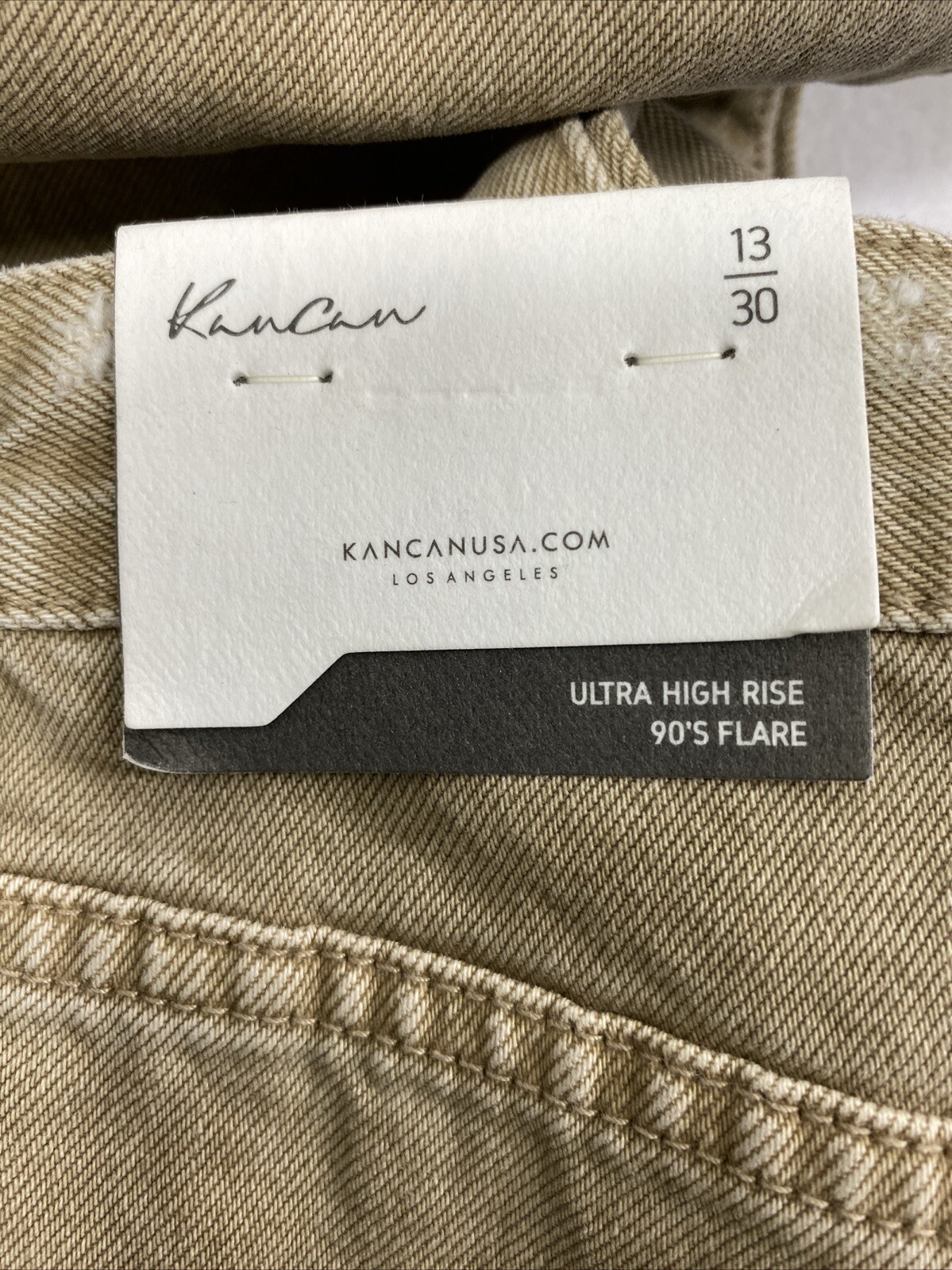 Kancan Jeans Womens Size 13 Tan Denim Distress Raw Hem Flare Ultra High ...