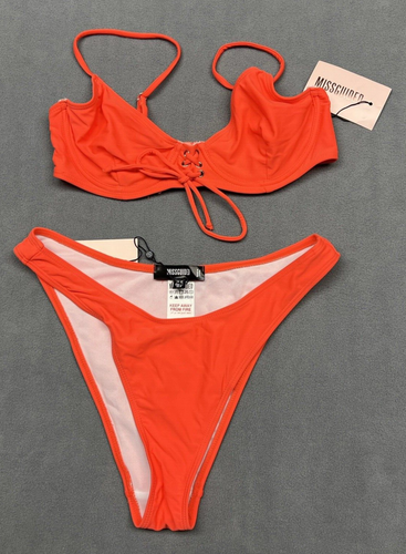 NWT Missguided Women's 2-piece Bikini Top size 6, Bottom 8, Coral ...