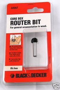 Black & Decker 1/4" High Quality HSS Router Bit CORE BOX | eBay