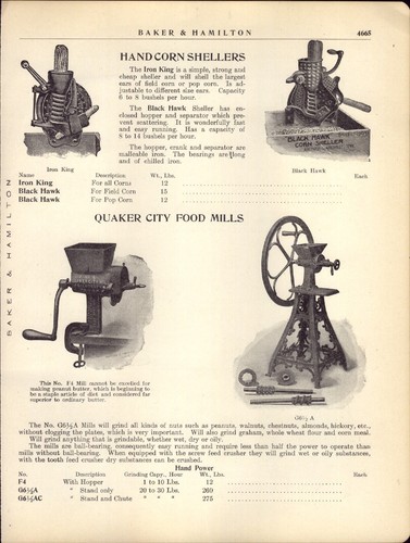 1910s PAPER AD Iron King Black Hawk Corn Sheller Quaker City Food Mill ...
