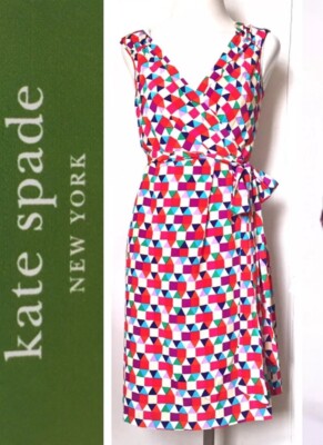 NWT Kate Spade Women’s Wrap dress Cathleen size 6 Geometric Print ...