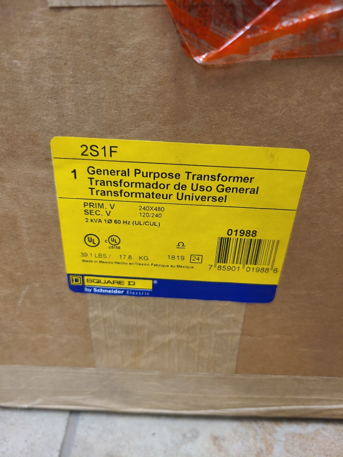 Square D 2S1F 120/240V Single Phase Transformer - Gray for sale online ...