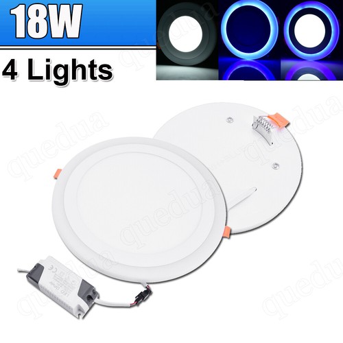 4X 18W White Blue Dual Color LED Light Ceiling Recessed Panel Downlight ...