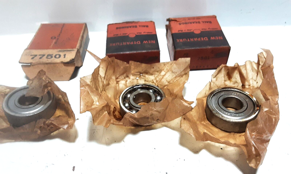 Three 7501, 77501, Bearing New Departure Double Open 12 x 32 x 10mm NOS ...
