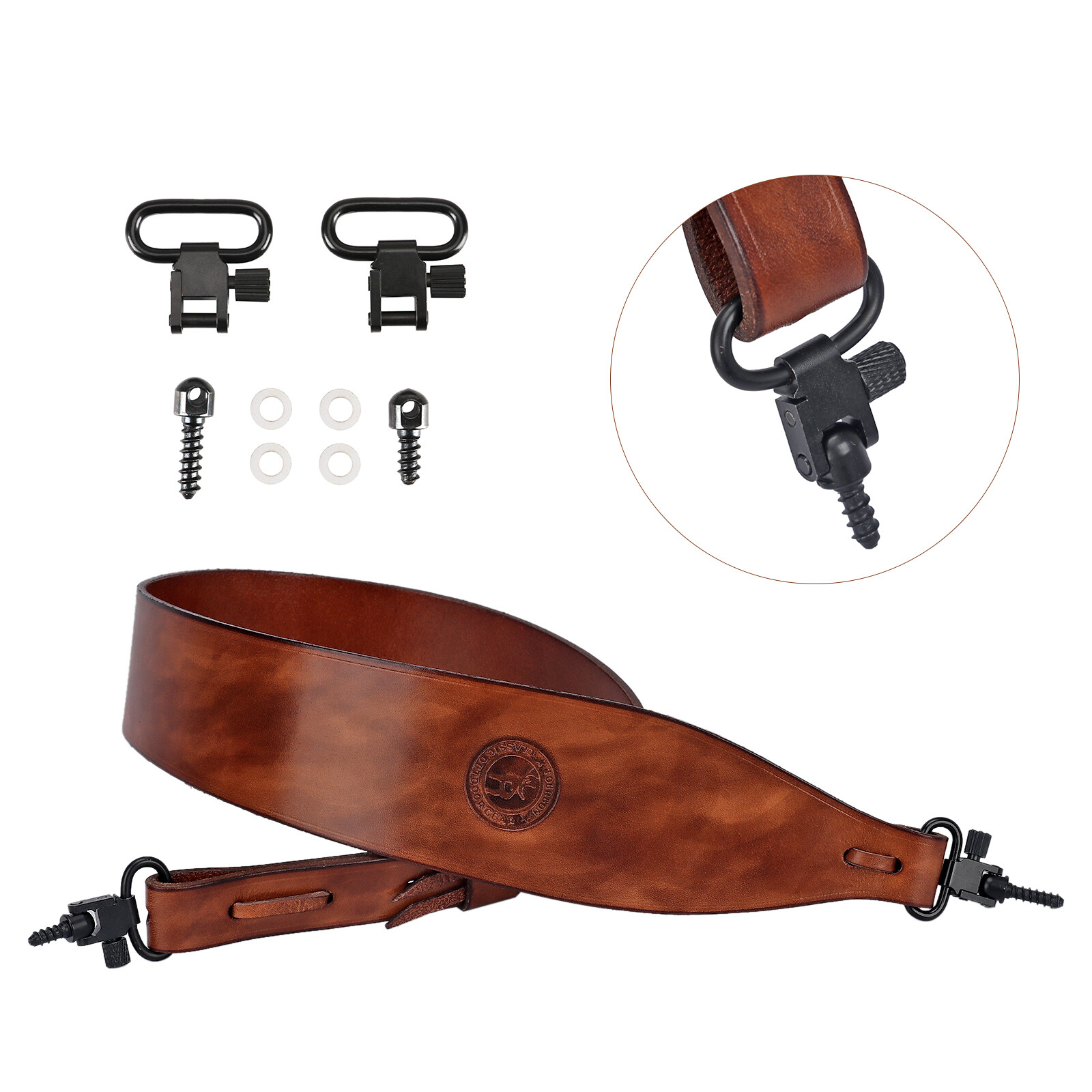 TOURBON Leather Cheek Riser Buttstock Recoil Pad Shooting Rifle Sling w ...