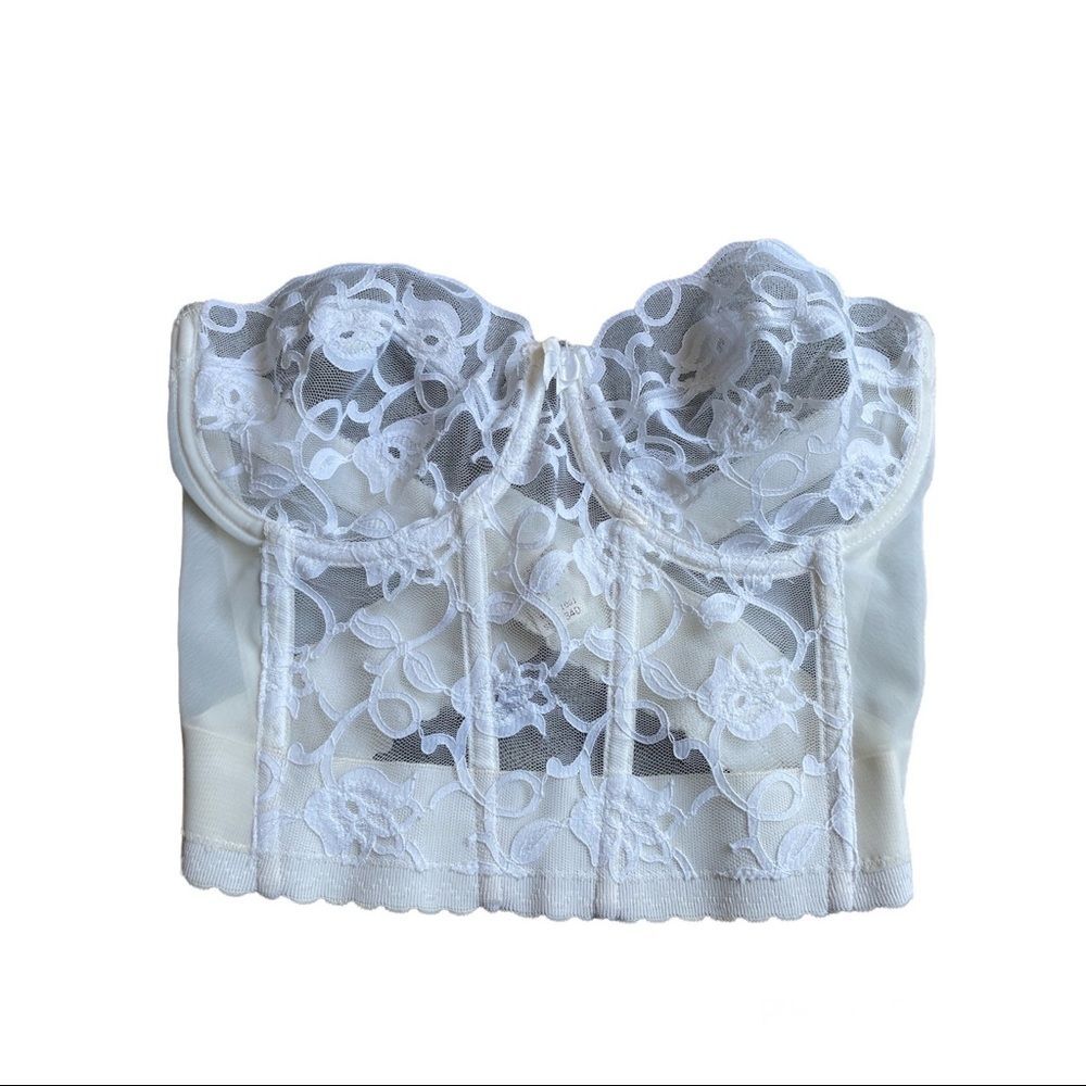 Vintage La Trique Sheer Lace Bustier White Ivory 34D - Gem
