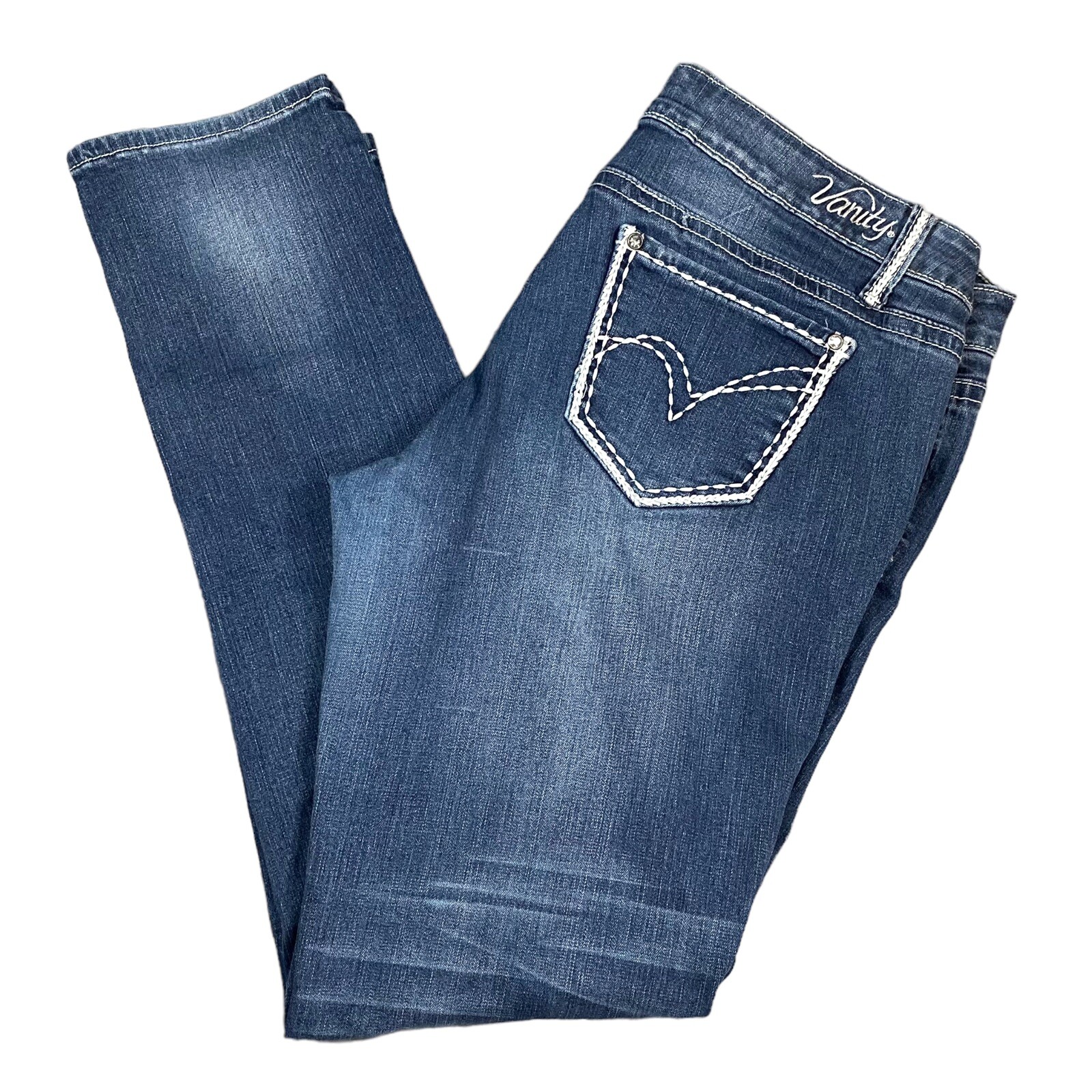Vanity Jeans Womens 32/33 Premium Blue Denim Mid Rise Tapered ...