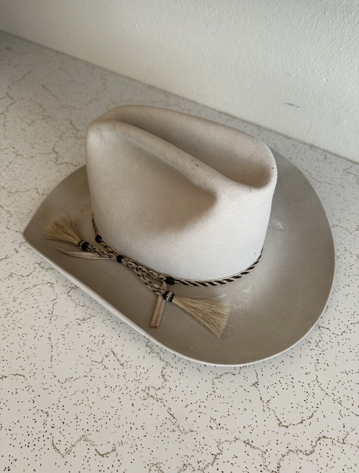 70s Vtg 101 RANCH Beaver 7 1/4 Hat HORSEHAIR HEADBAND… - Gem