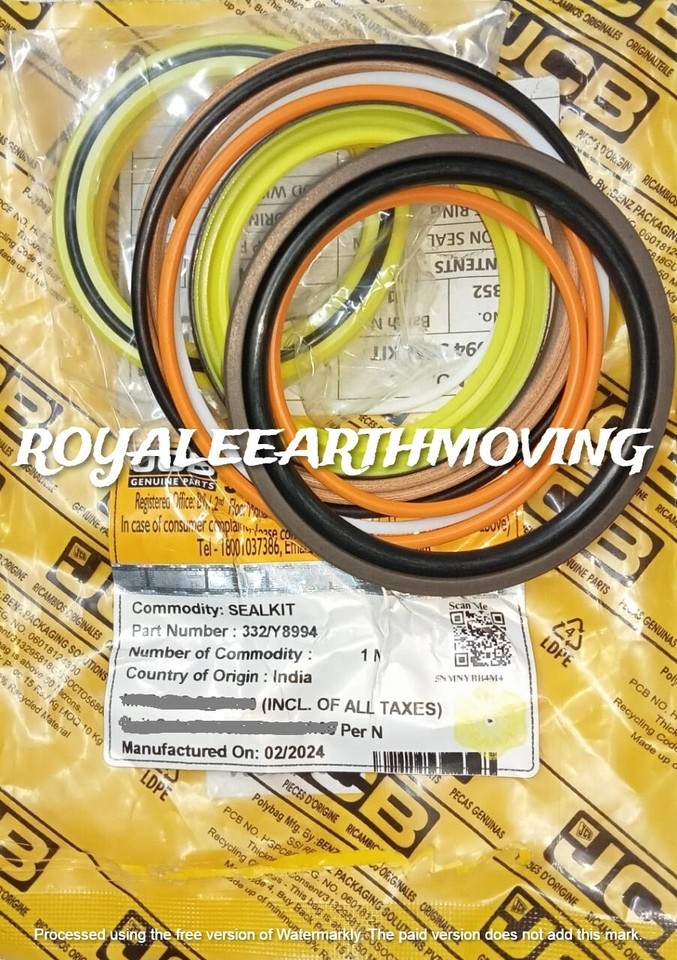 GENUINE JCB PARTS BUCKET CYLINDER / CROWD RAM SEAL KIT (PART NO. 332 ...