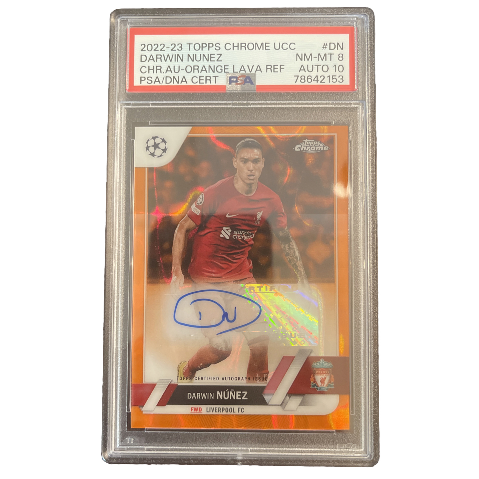 2022-23 Topps Chrome UCC Darwin Nunez Orange Lava Autograph /25 PSA 8 ...