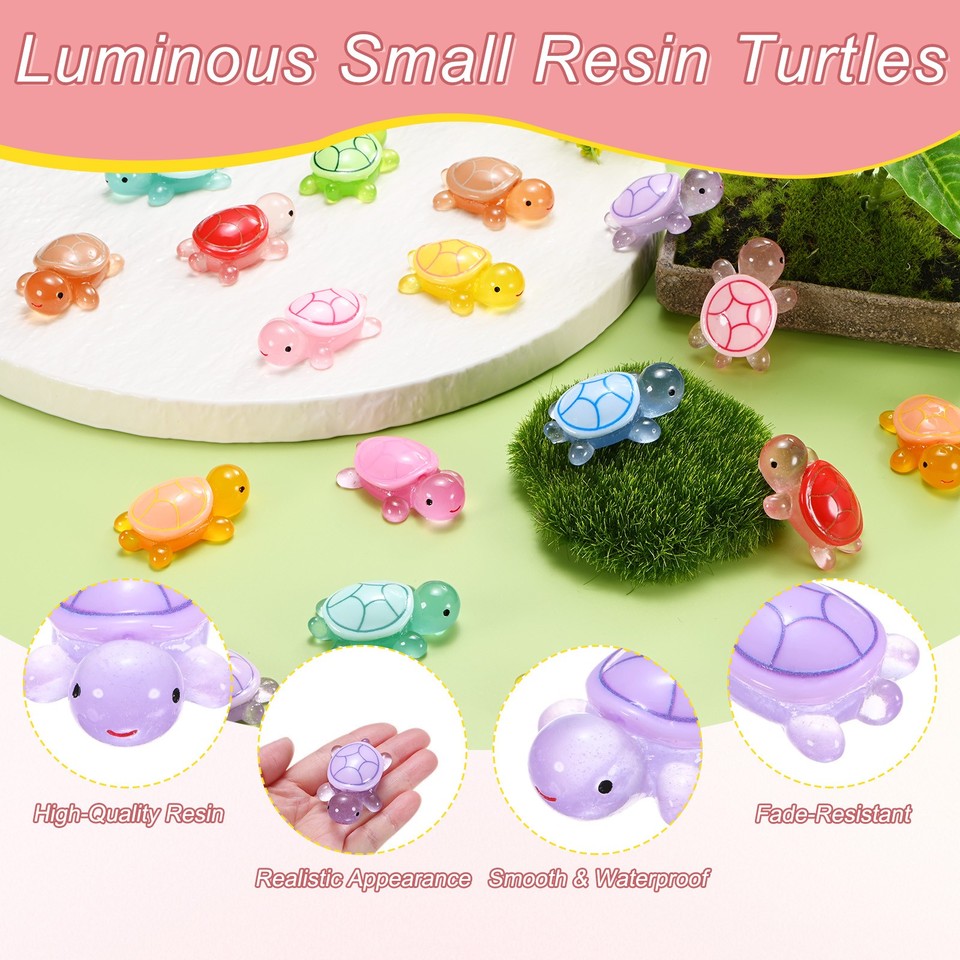 10-Pack Luminous Small Resin Turtles, 3.39" Tiny Sea Turtle [Purple] | eBay