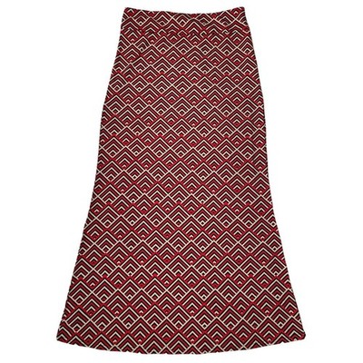 Newt VERTIGO Womens Size L Printed Red Navy Blue Tan Jersey Maxi Skirt ...
