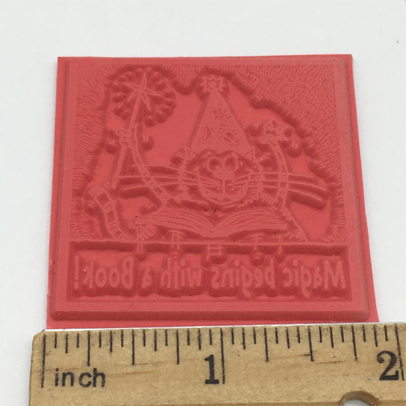 Kidstamps Sandra Boynton Cat Feline MAGIC HAPPENS IN A BOOK Rubber ...