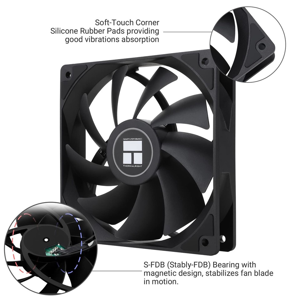 TL-C12C X3 CPU Fan 120mm Case Cooler Fan, 4pin PWM Silent Computer with ...