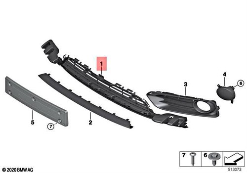 Genuine BMW F20N F21N Front Bumper Center Lower Grille OEM 51117371737 ...