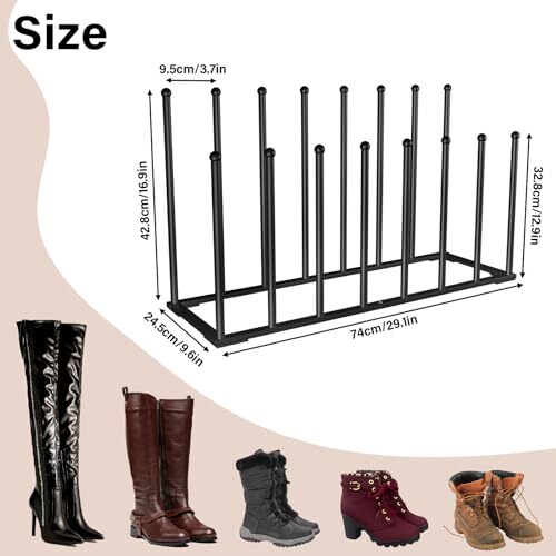 Boot Shelf Rack Organizer Tall Boots, Free Standing Shoe Black 8 Pair ...