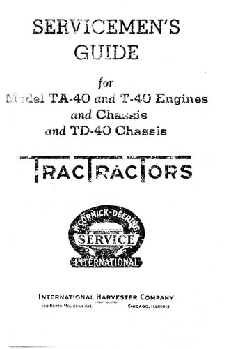 International Farmall TD40 T40 TD-40 T-40 Tractor Engine Chassis ...