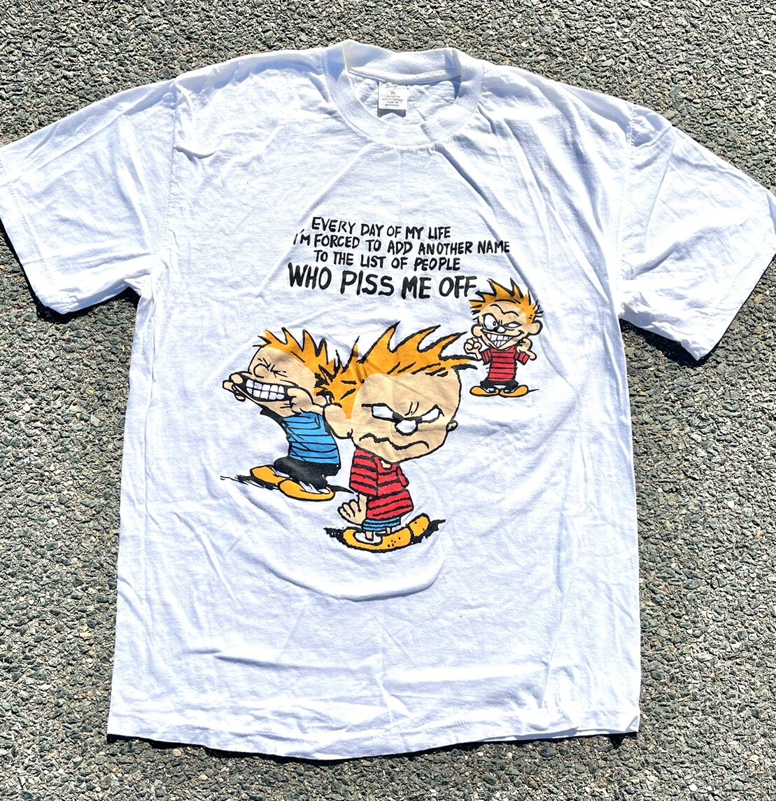 Vintage Calvin and Hobbes Comic Cartoon Retro 90s T S… - Gem
