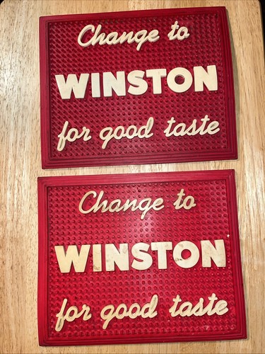 2 Vintage CHANGE TO WINSTON FOR GOOD TASTE " RUBBER BAR MAT Cigarette ...