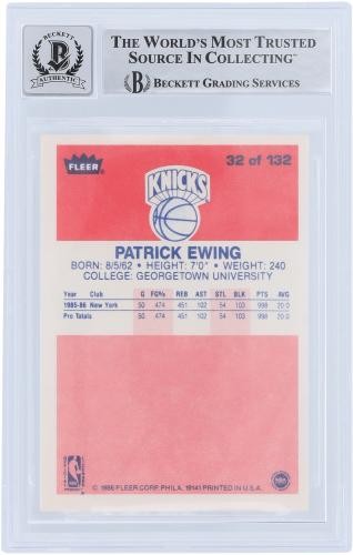 Patrick Ewing Knicks Signed 1986 Fleer Series 1 #32 BAS 10 Rookie Card ...
