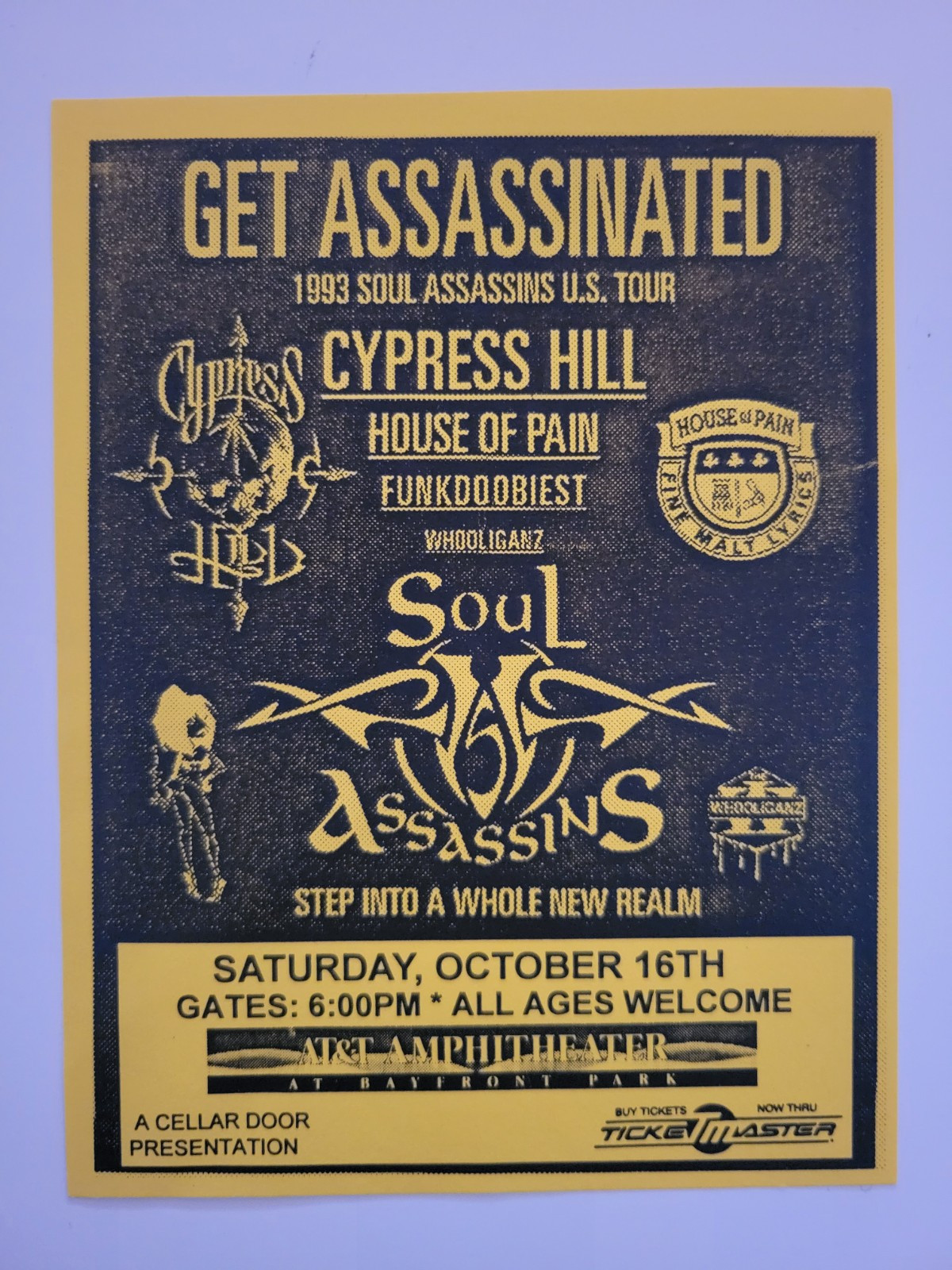 1993 CYPRESS HILL HOUSE OF PAIN CONCERT FLYER HANDBILL SOUL ASSASSIN ...