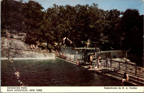 Postcard Swimming Pool Bear Mountain New York Chrome | eBay