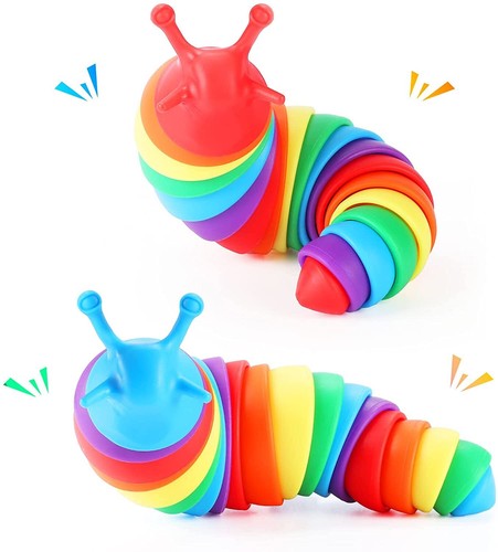 2 Pcs Fidget Slug Toys Colorful Kids Sensory Toys Stress Relieves Toy ...