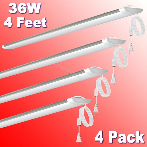 4x 4 Ft 36W Batten Light Shop Light Utility LED Cool White for Office ...