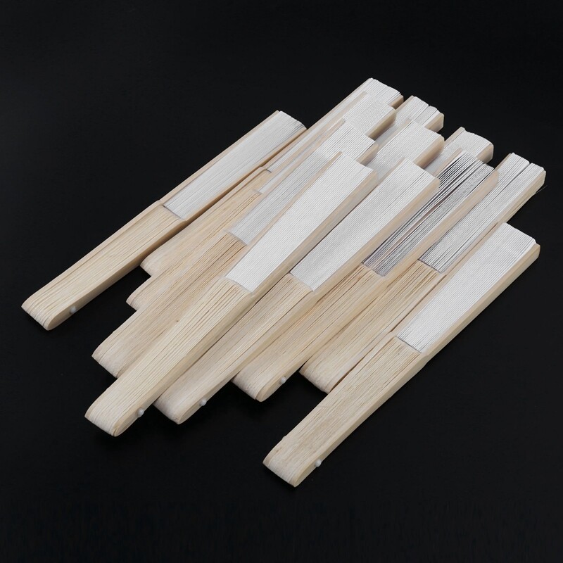 12 Pack Hand Held Fans White fan Bamboo Folding Fans Handheld Folded ...