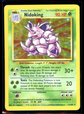 Pokémon TCG Nidoking Base Set 11/102 Unlimited Holo Rare HP | eBay