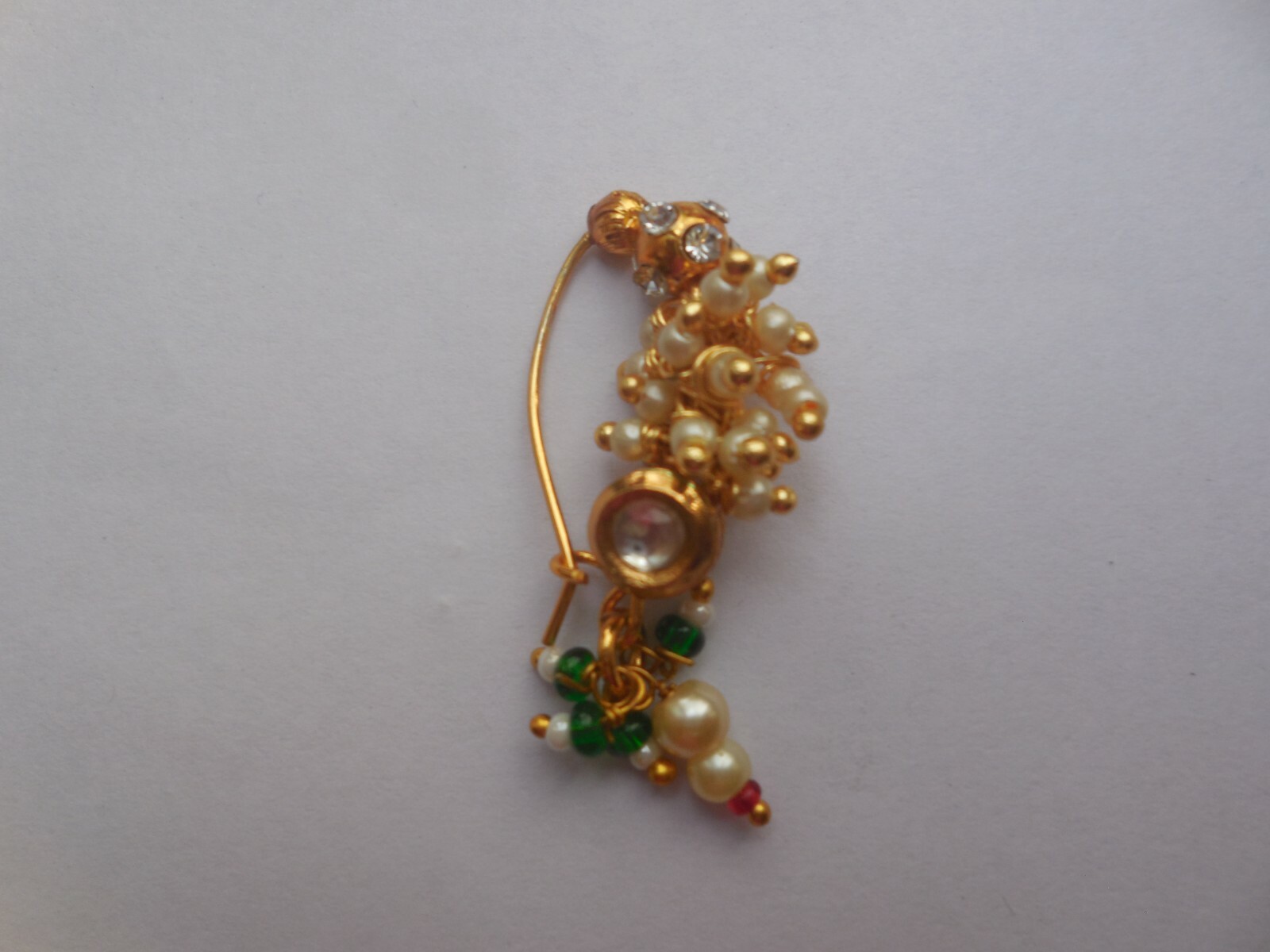 Mharashtrian Kundan Nose Ring Ethnic Nath Bridal Piercing Pearls ...